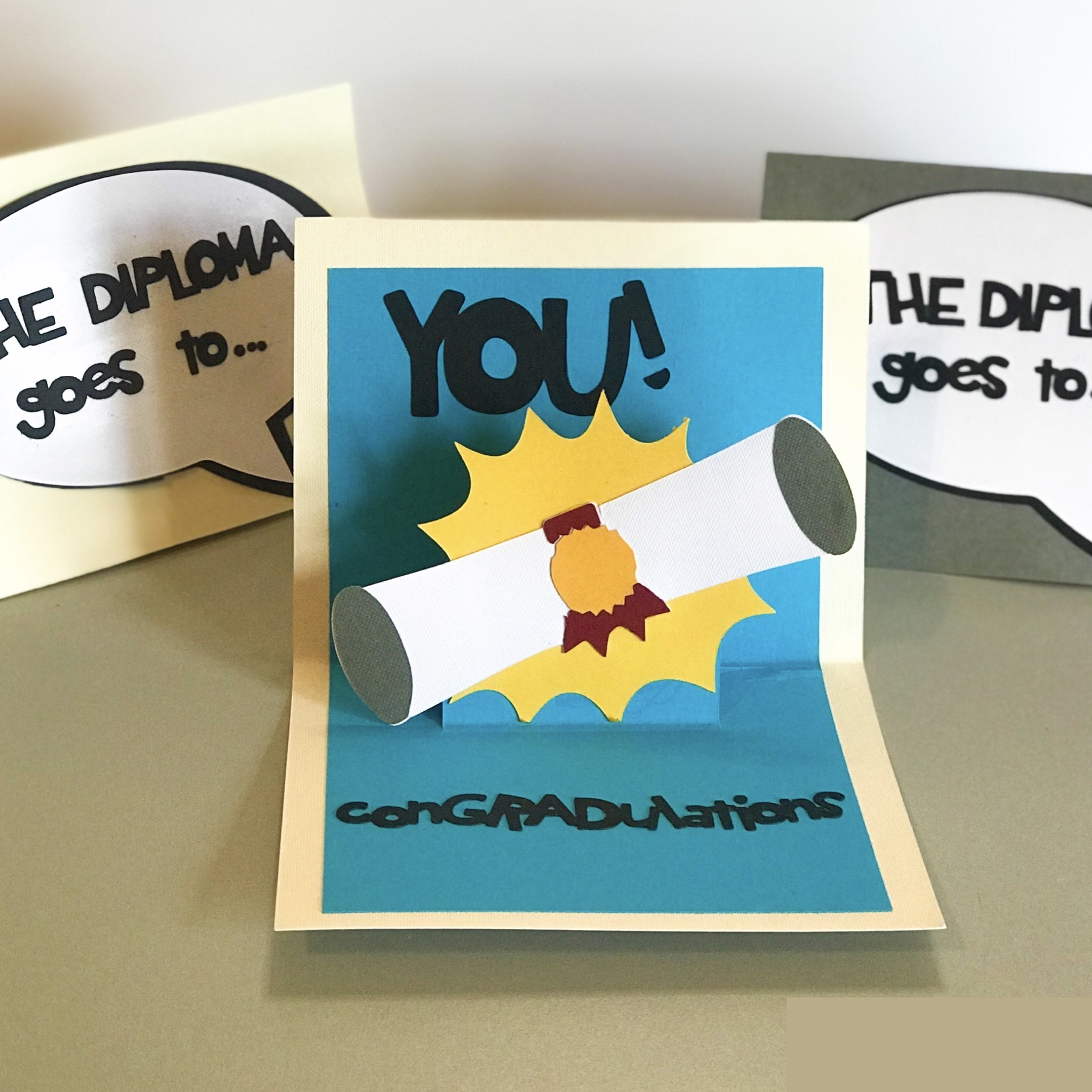 8. Pop-Up Diploma Card - The Bearded Housewife