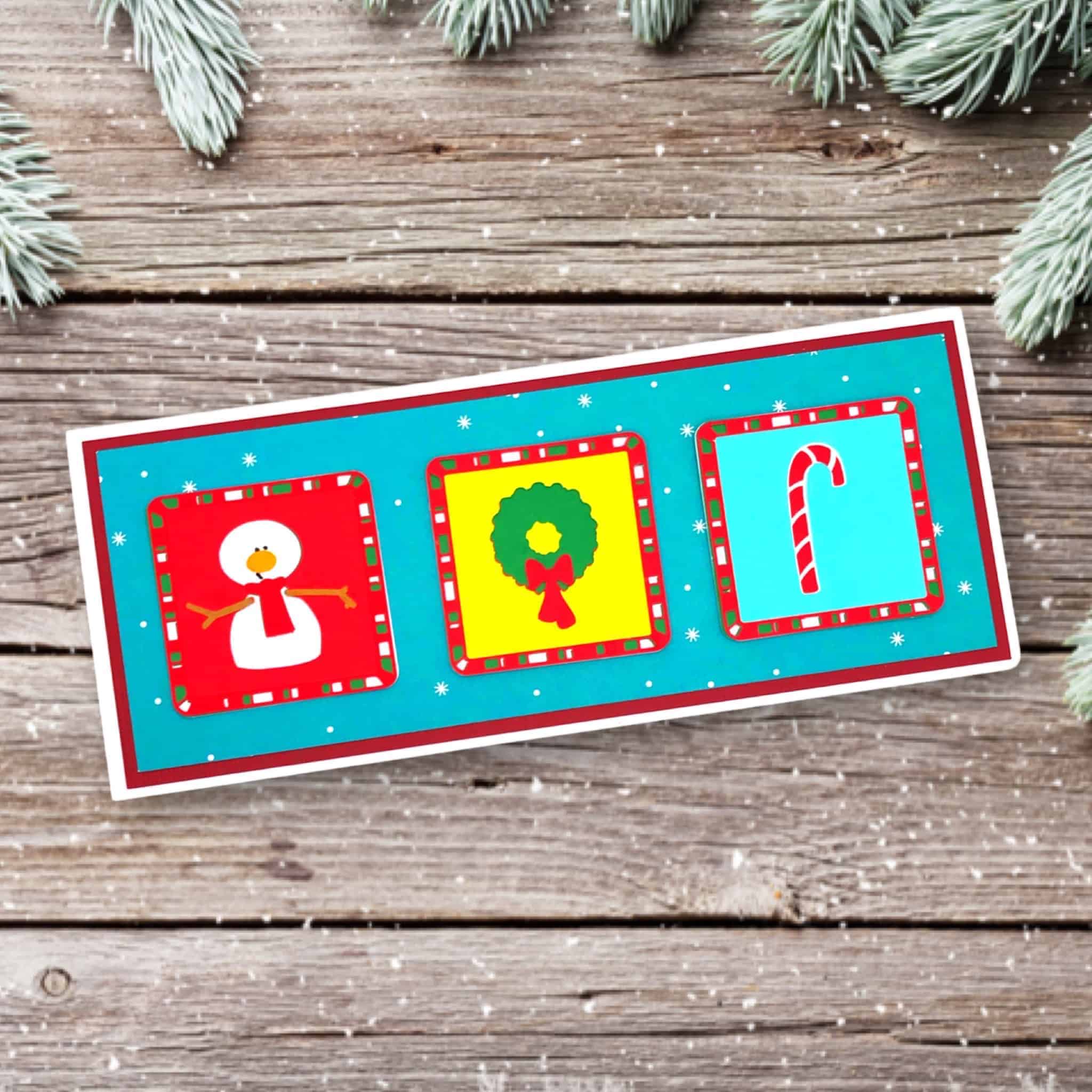 149. Christmas Tiles Slimline Card - The Bearded Housewife