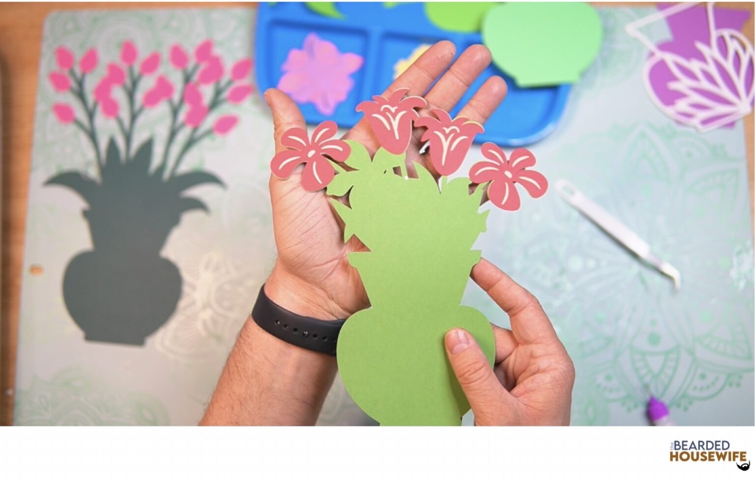 How to Make a Layered Flowers in Vase Paper Art - The Bearded Housewife