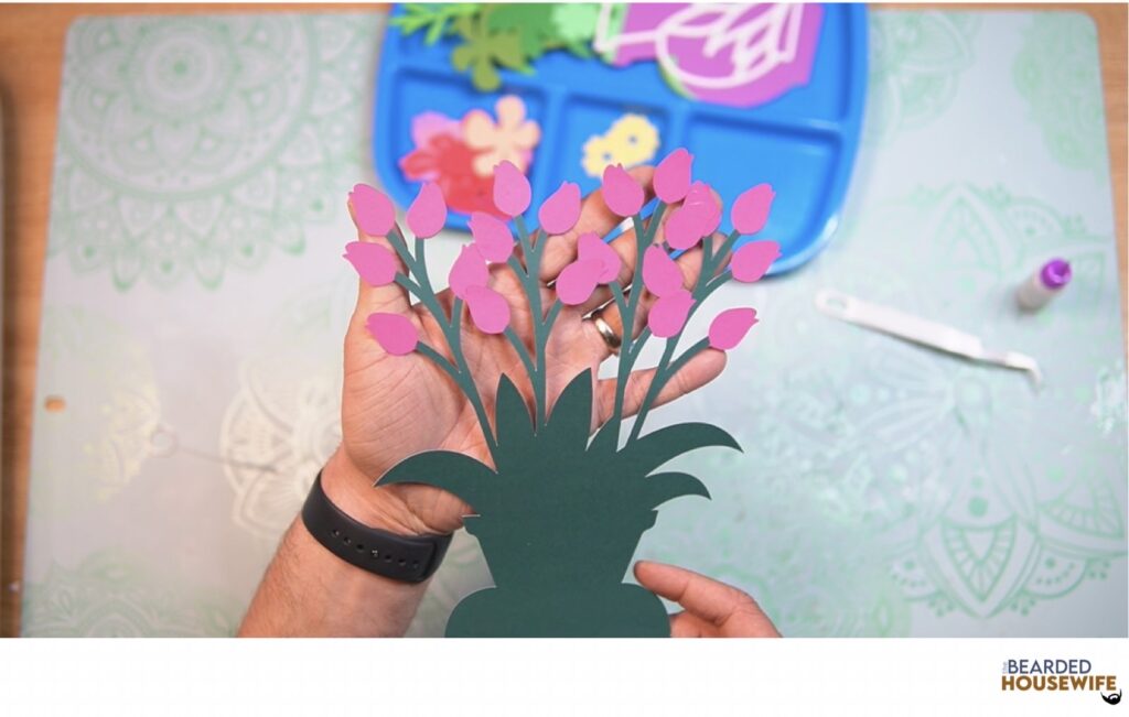 How to Make a Layered Flowers in Vase Paper Art - The Bearded Housewife