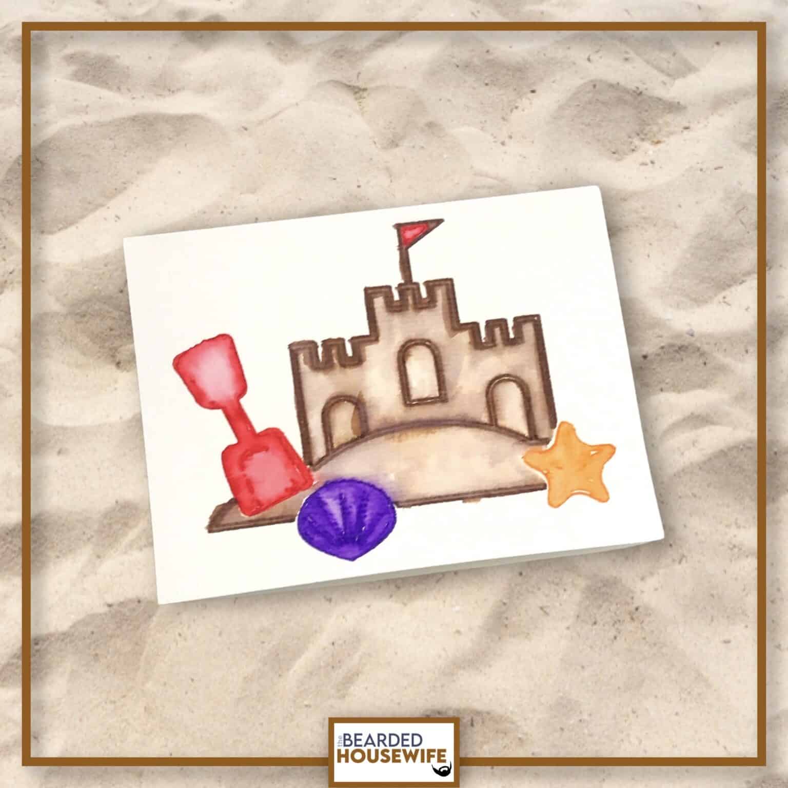How to Make Sandcastle Watercolor Cards - The Bearded Housewife