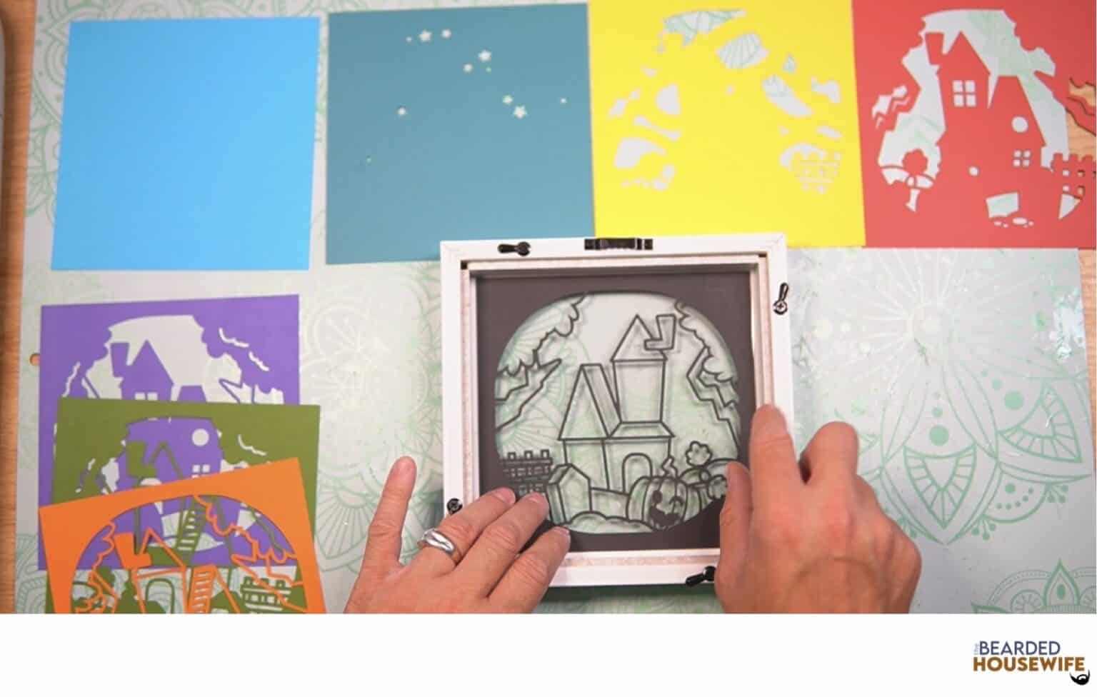 How to Make Halloween House Shadow Boxes - The Bearded Housewife