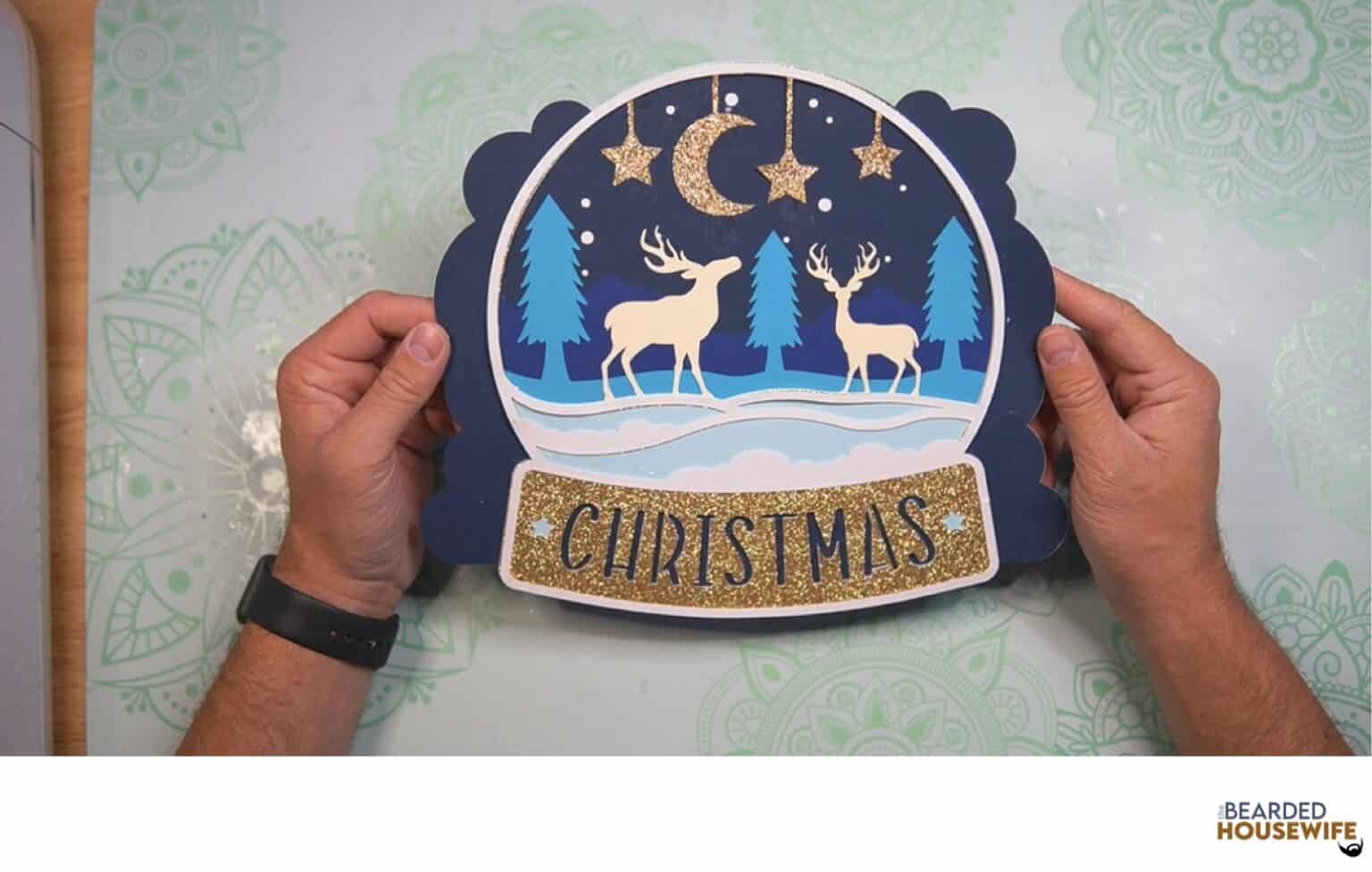 How to Make Winter Snow Globe Layered Paper Crafts - The Bearded Housewife