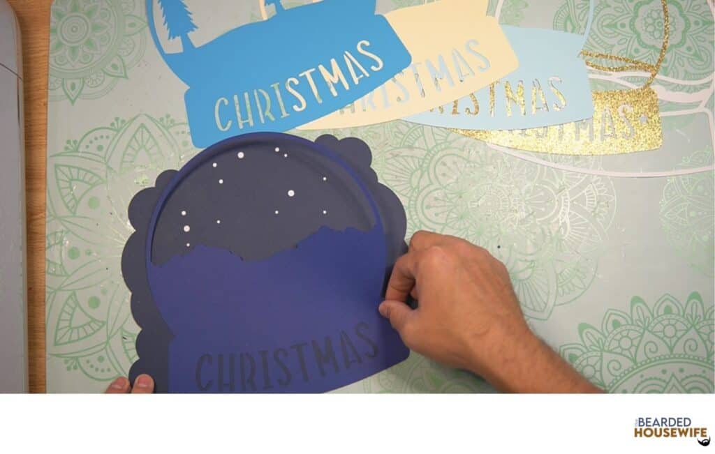 How to Make Winter Snow Globe Layered Paper Crafts - The Bearded Housewife