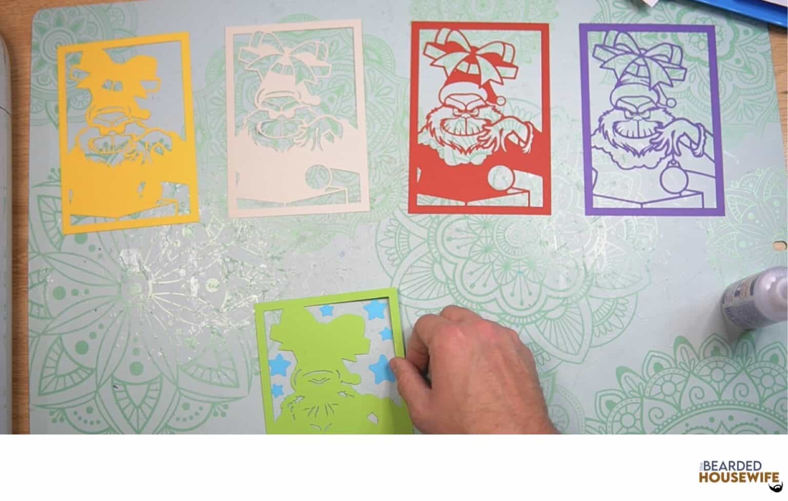 How to Make Grinch Layered Cards - The Bearded Housewife