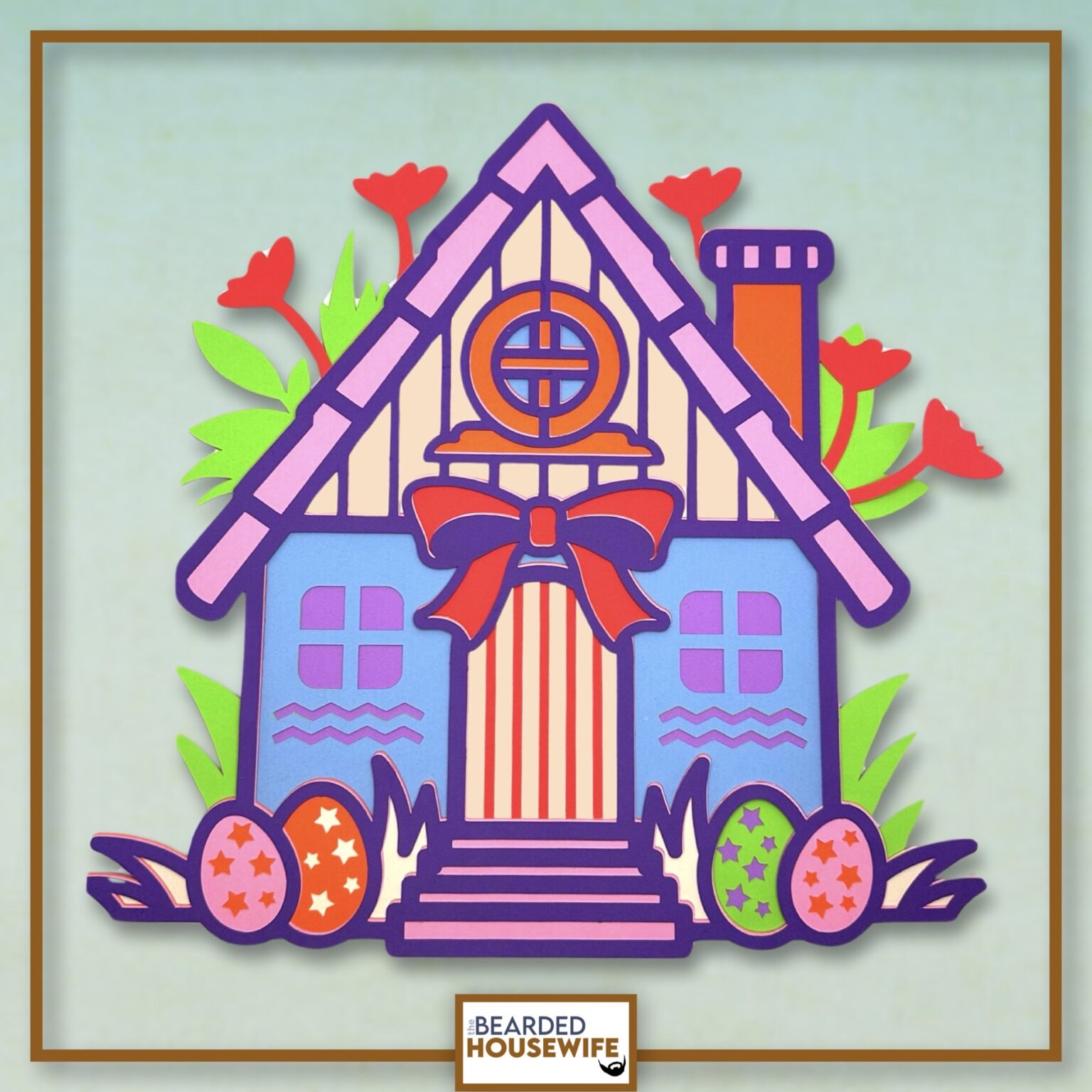 How to Cute Easter Cottage Layered Paper Crafts - The Bearded Housewife