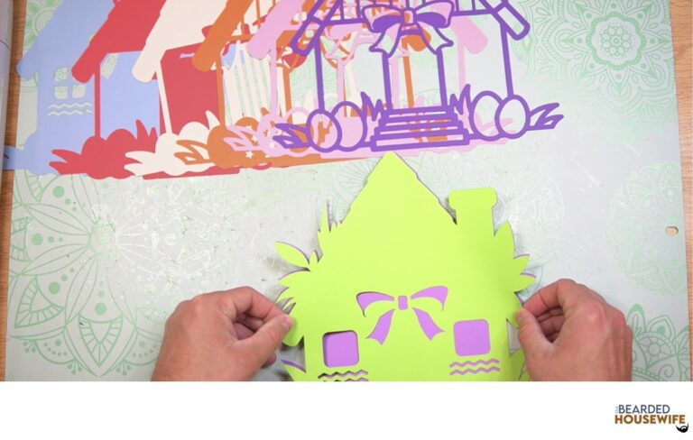 How to Cute Easter Cottage Layered Paper Crafts - The Bearded Housewife