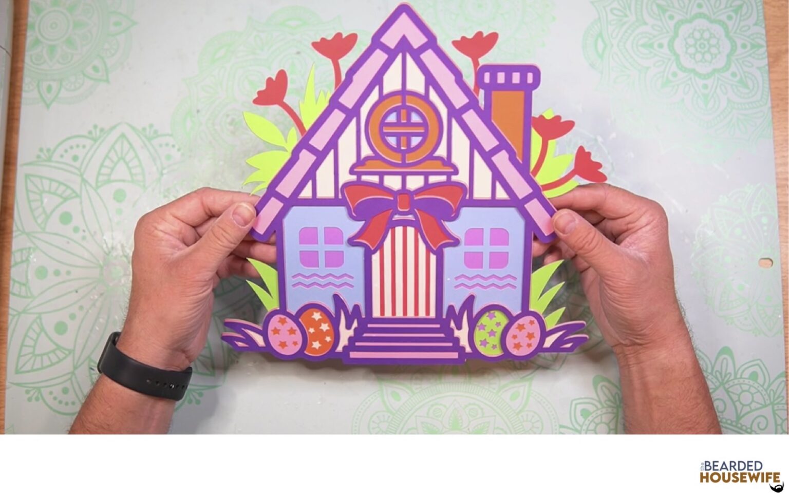 How to Cute Easter Cottage Layered Paper Crafts - The Bearded Housewife