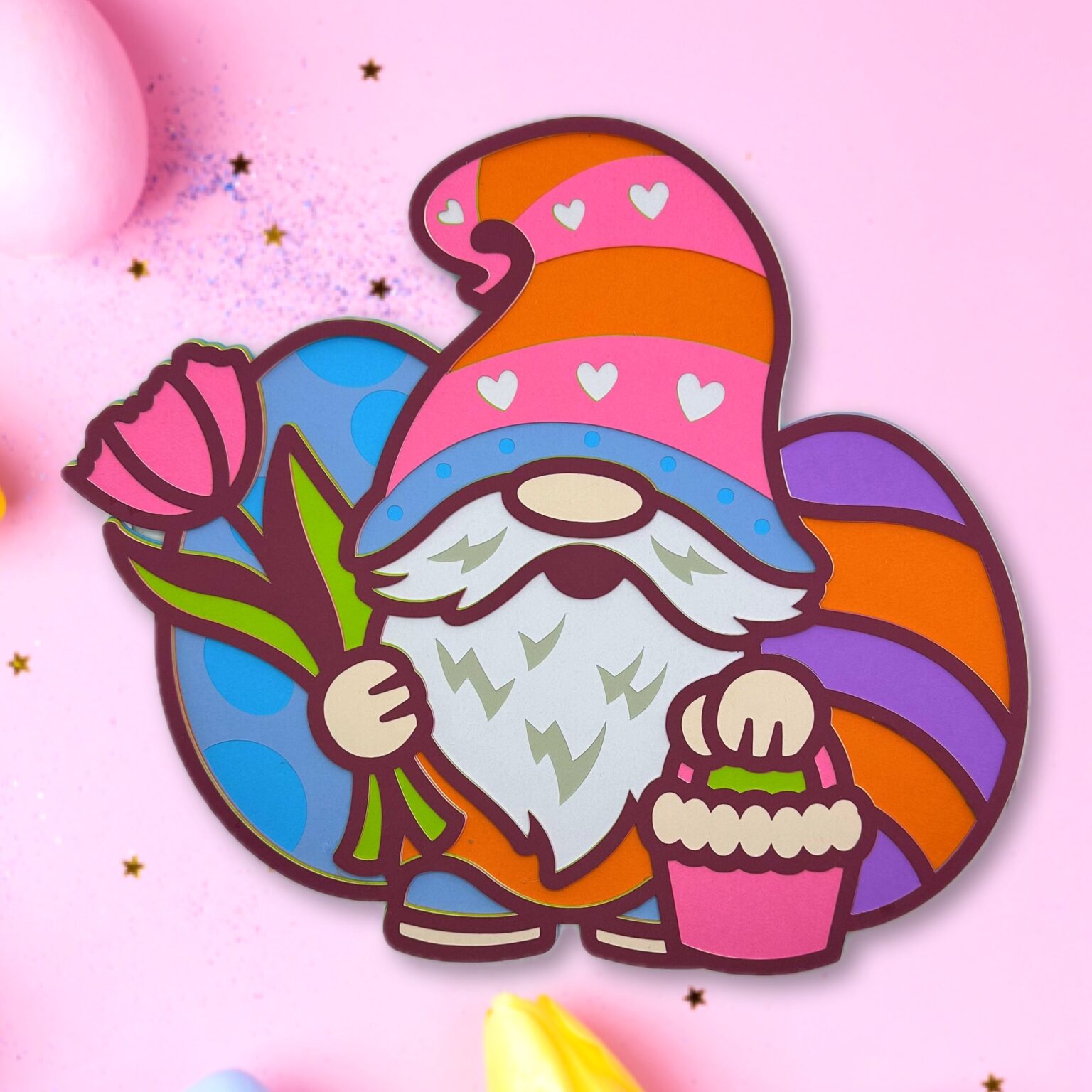 How to Cute Easter Gnome Layered Paper Crafts - The Bearded Housewife
