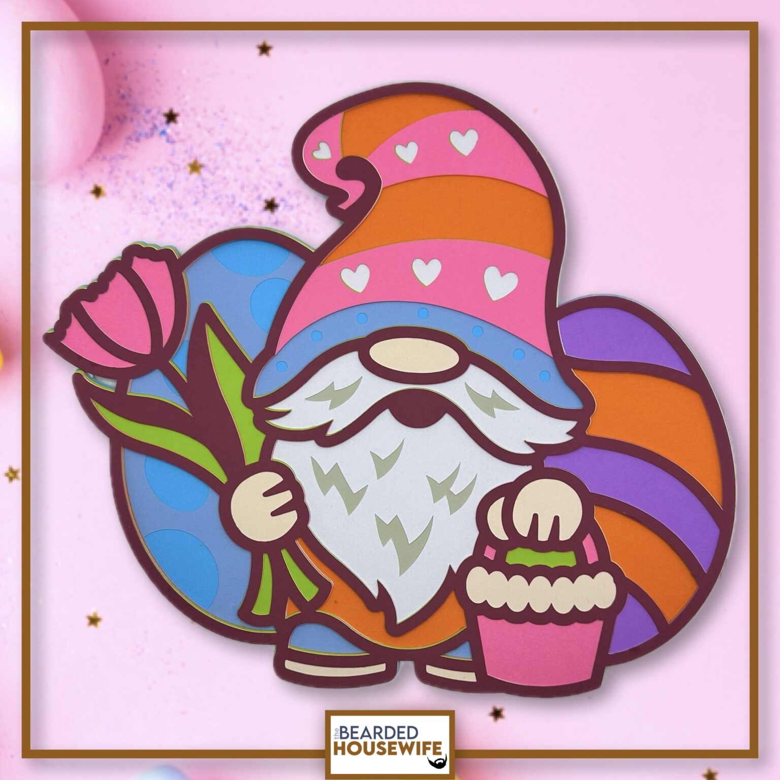 How to Cute Easter Gnome Layered Paper Crafts - The Bearded Housewife