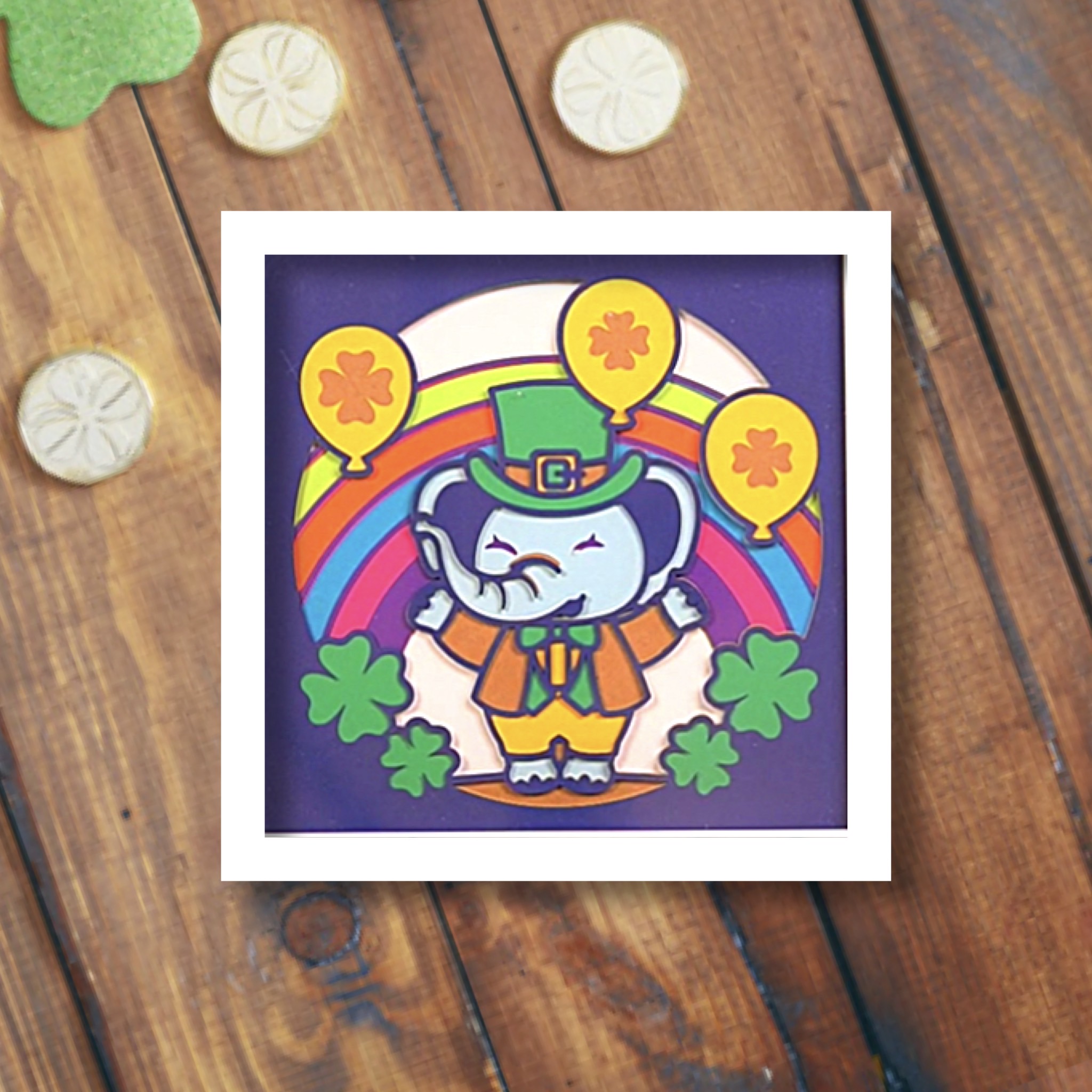 548. Lucky Elephant Shadow Box - The Bearded Housewife