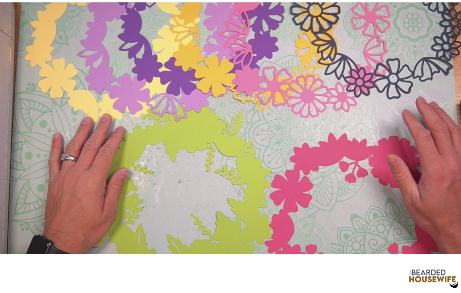 How to Pretty Spring Wreath Layered Paper Crafts - The Bearded Housewife