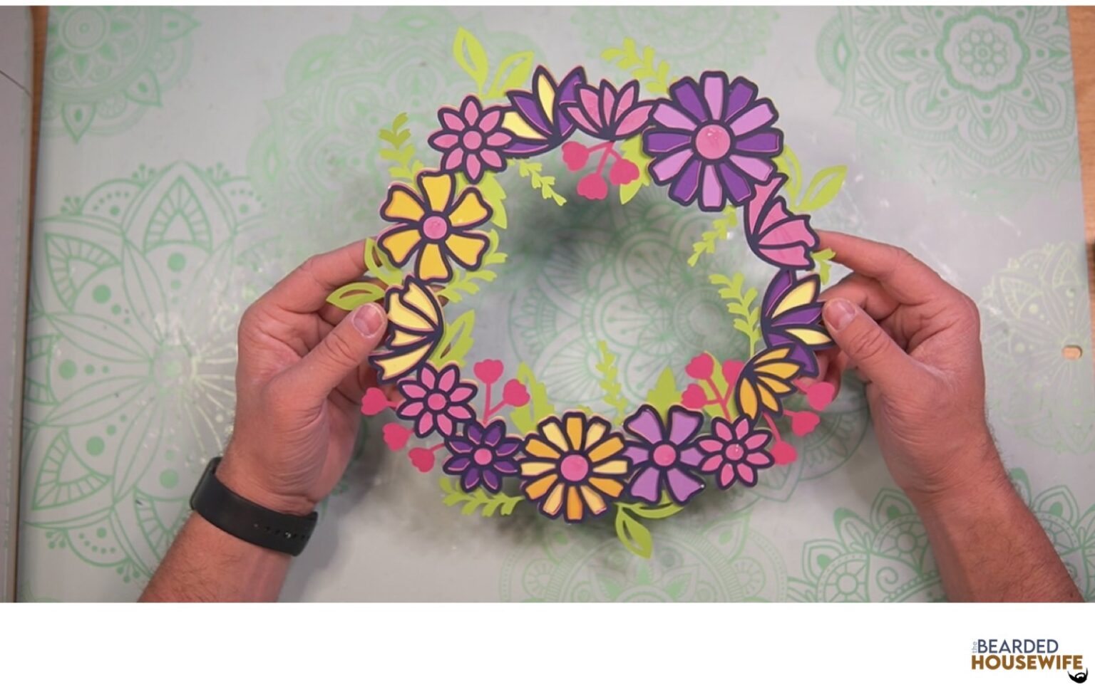 How to Pretty Spring Wreath Layered Paper Crafts - The Bearded Housewife