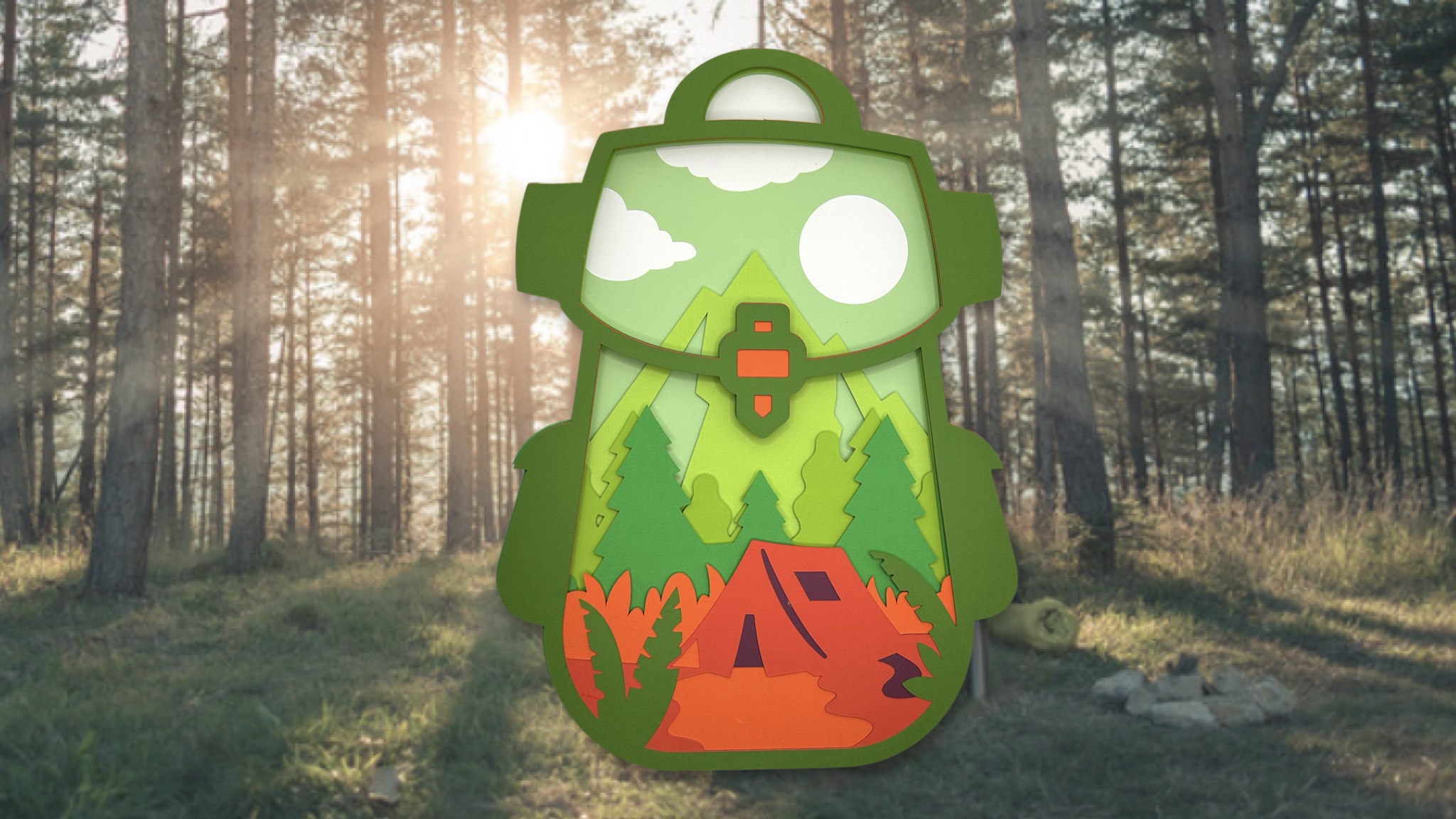 Camping Backpack Layered Paper Craft - The Bearded Housewife