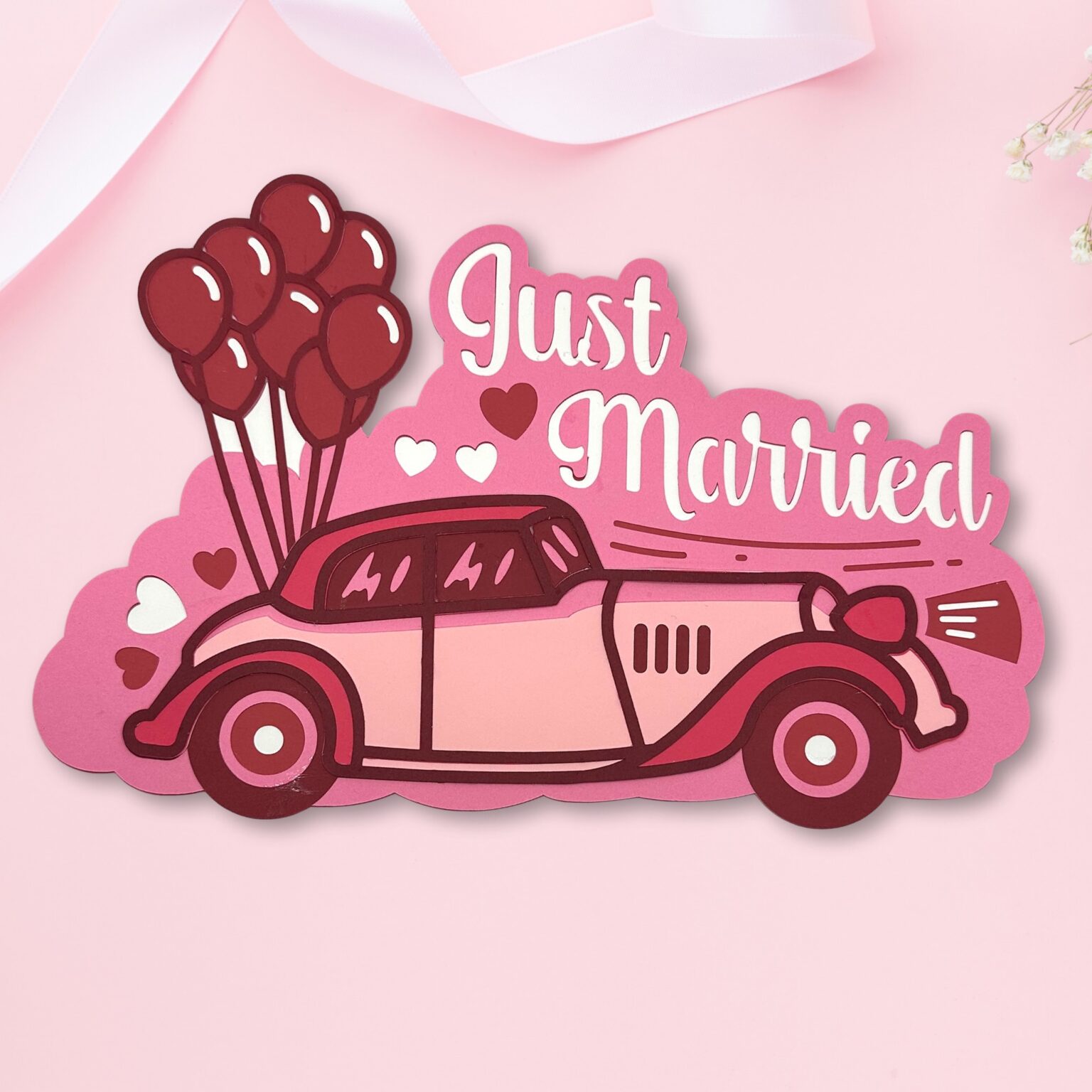 How to Make Cute Just Married Layered Paper Crafts - The Bearded Housewife