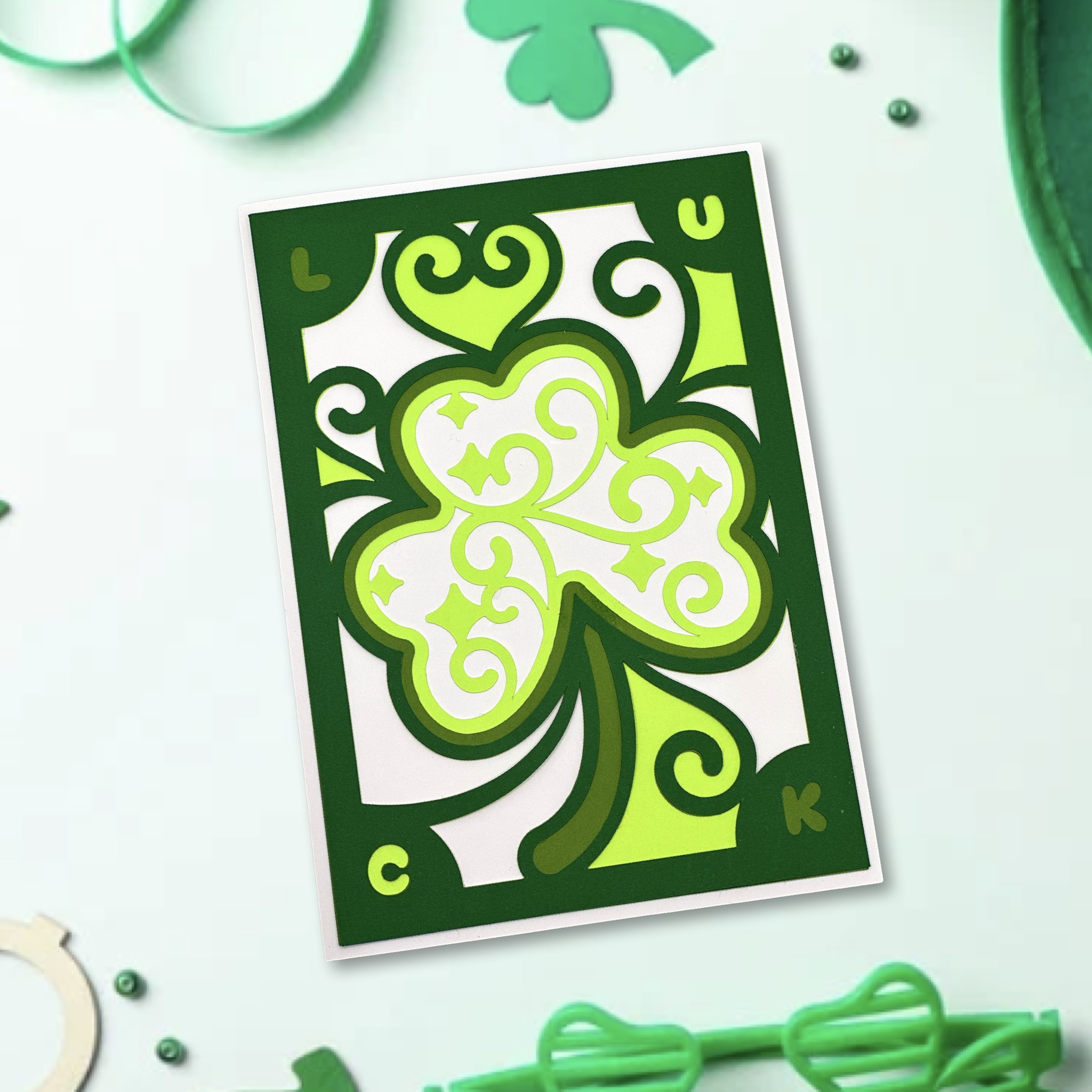 884. Luck and Clovers Layered Card - The Bearded Housewife