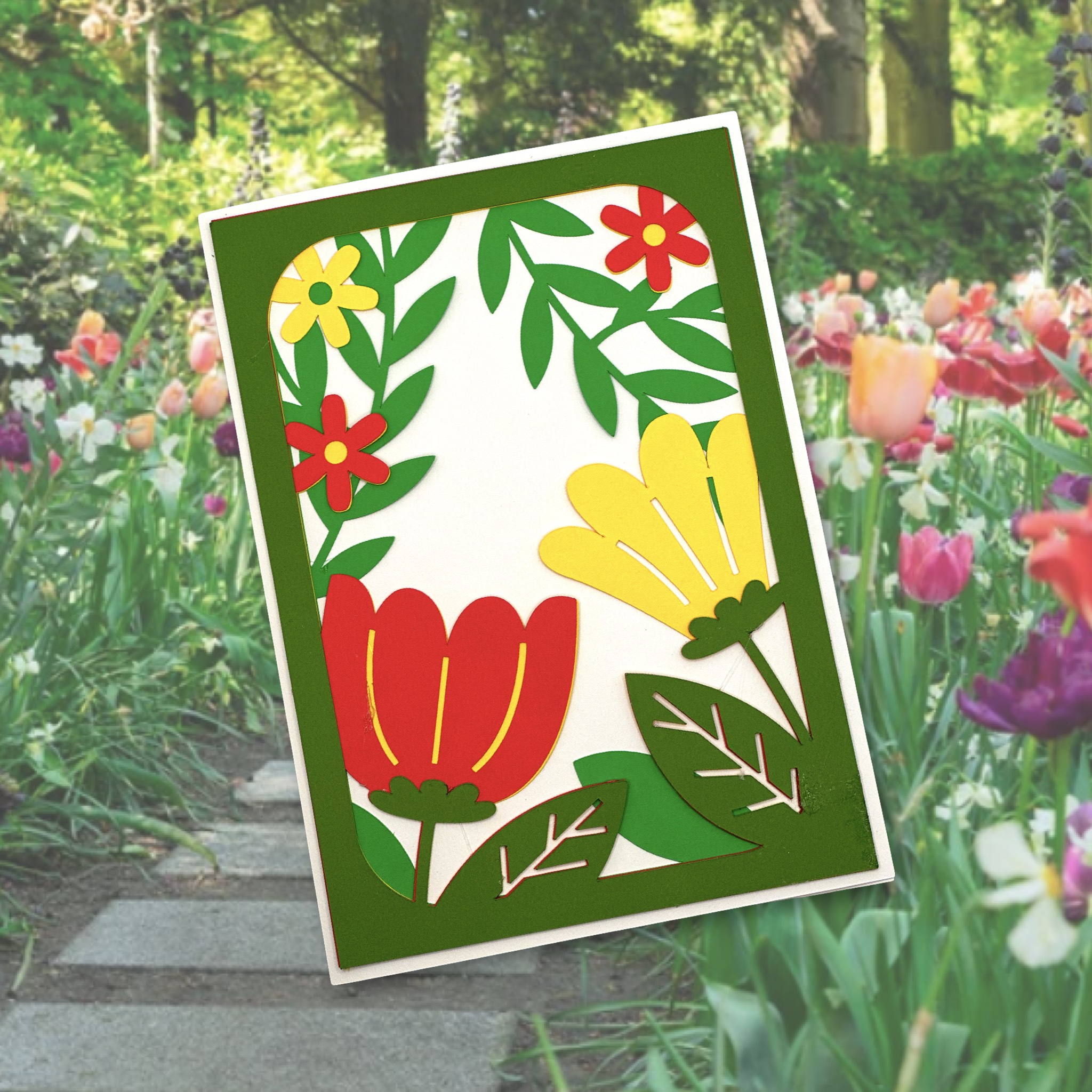 917. Spring Flowers Layered Card - The Bearded Housewife