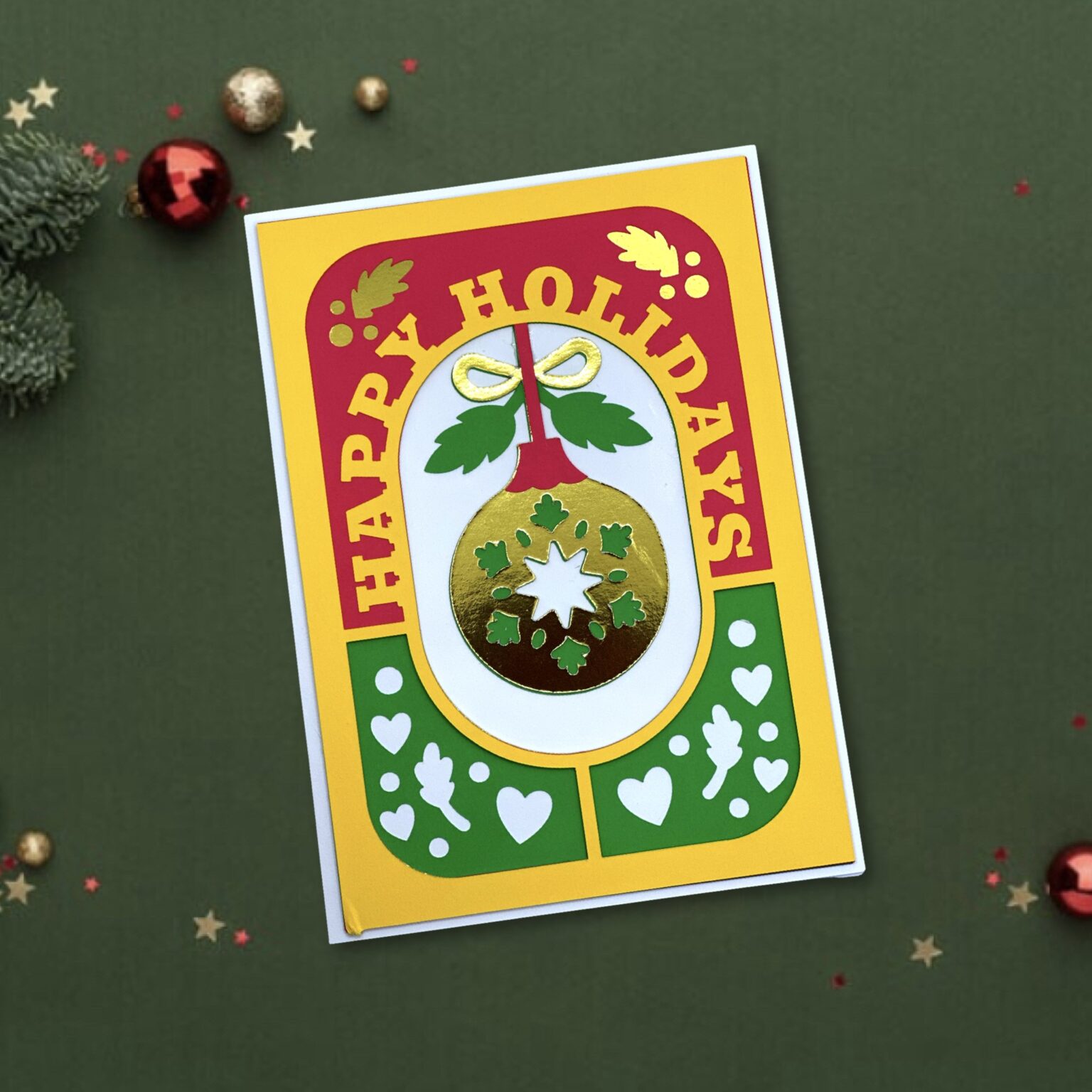 How to Make Pretty Happy Holidays Layered Cards - The Bearded Housewife