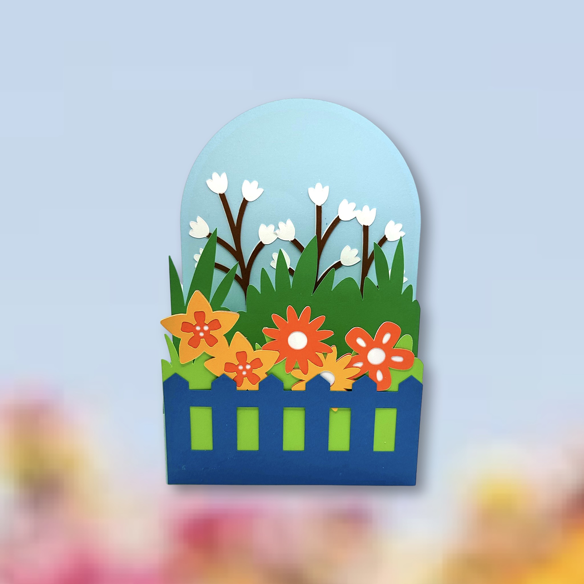 1043. Flowers Along the Fence Box Card - The Bearded Housewife